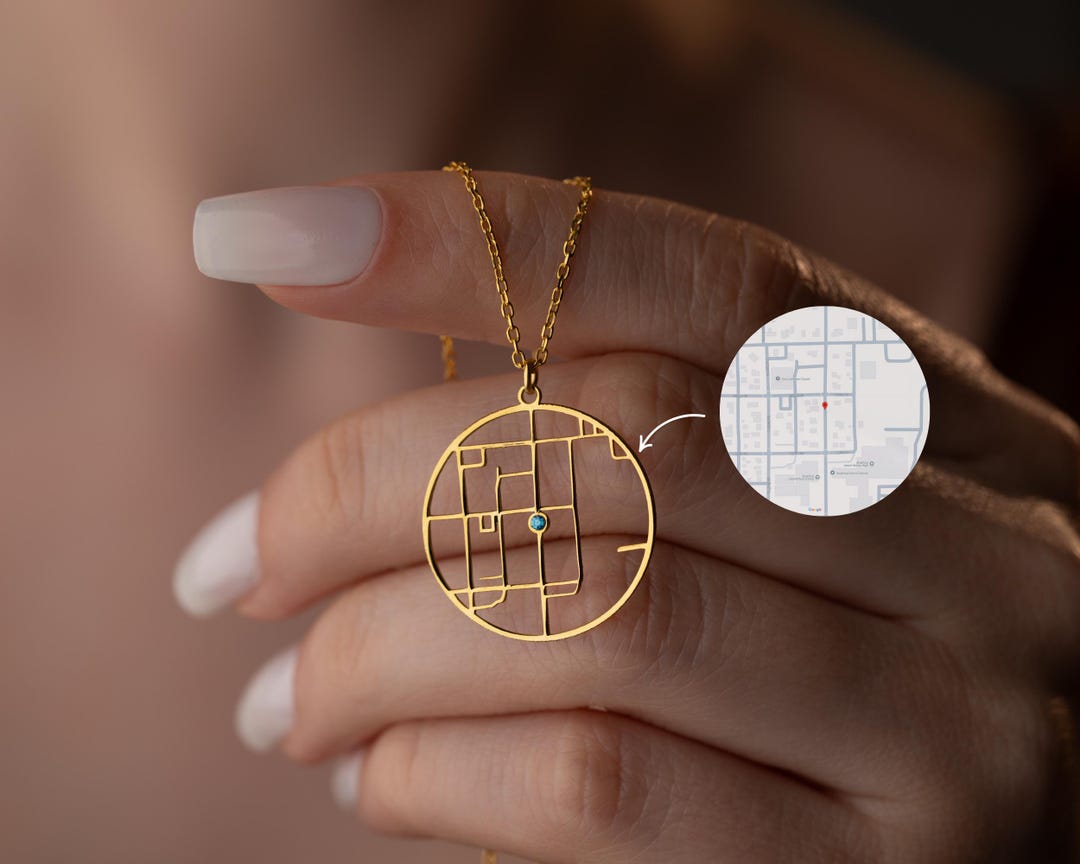 Where We Met Map Necklace Custom Map Necklace With Birthstone First ...