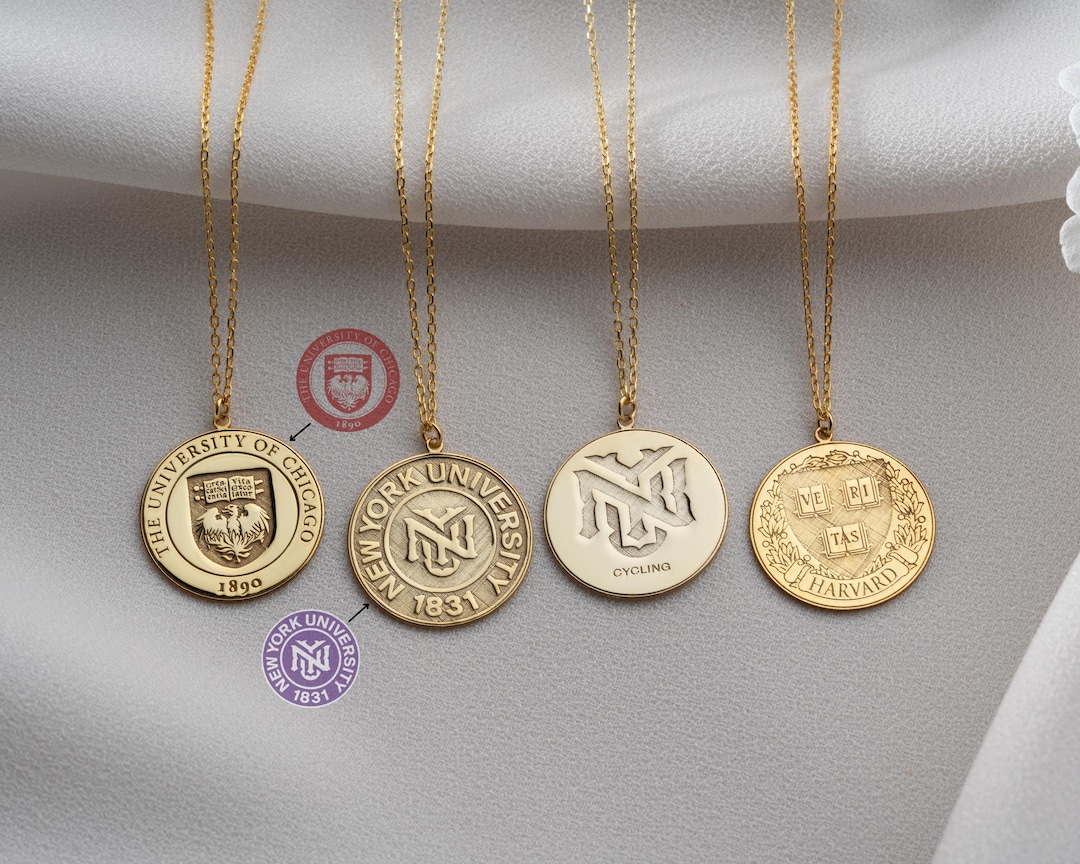Custom Graduation Logo Necklace Silver College Logo Necklace University ...