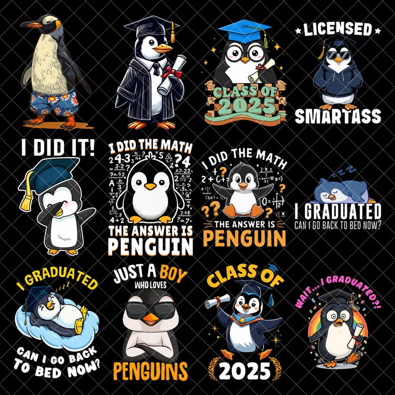 Graduation Penguin Png Bundle, Class of 2025 Png Digital Download ...