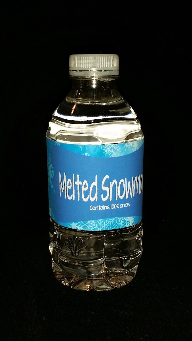 Melted Snowman Printable Water Bottle Label - Etsy