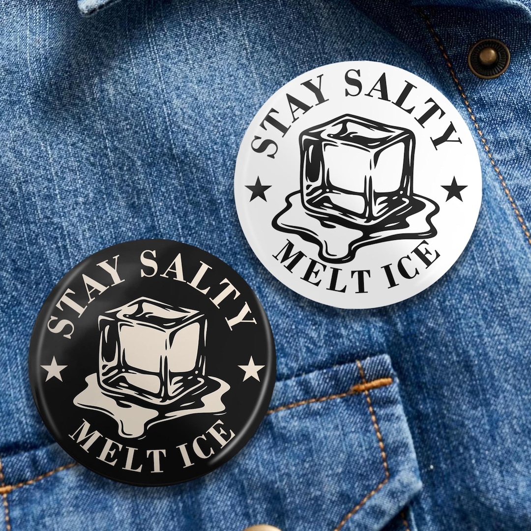 Stay Salty Melt ICE Pin Button, Political Anti-ice Pinback Badge ...