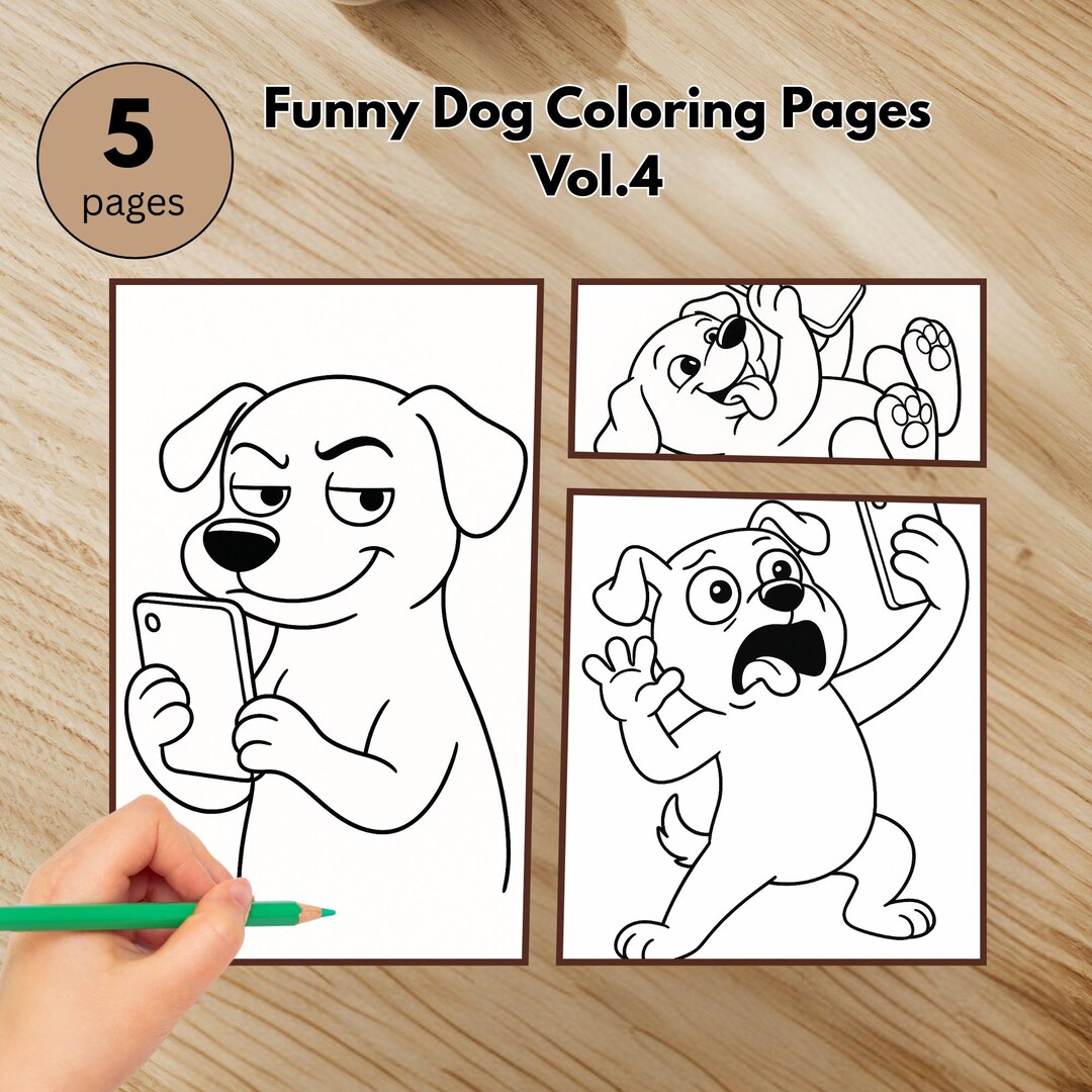Funny Dog Coloring Pages Vol.4 | Silly Puppy Phone Moments | Cozy Dog ...