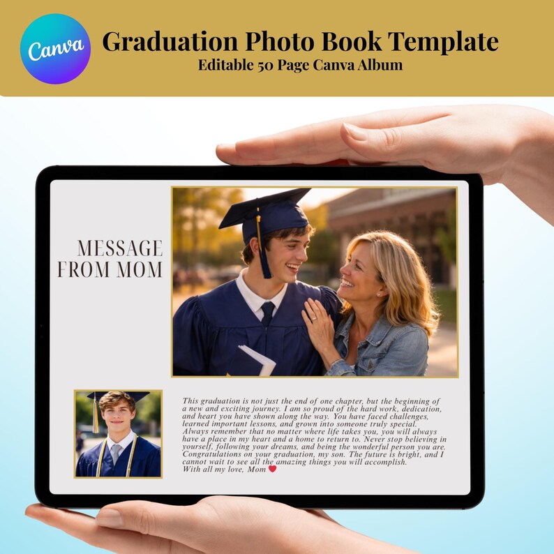 High School Graduation Album Template | Senior Memory Book | Editable ...