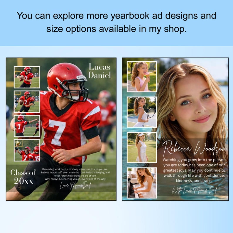 Senior Yearbook Ad Template for Son | Full Half Quarter Page | Canva ...