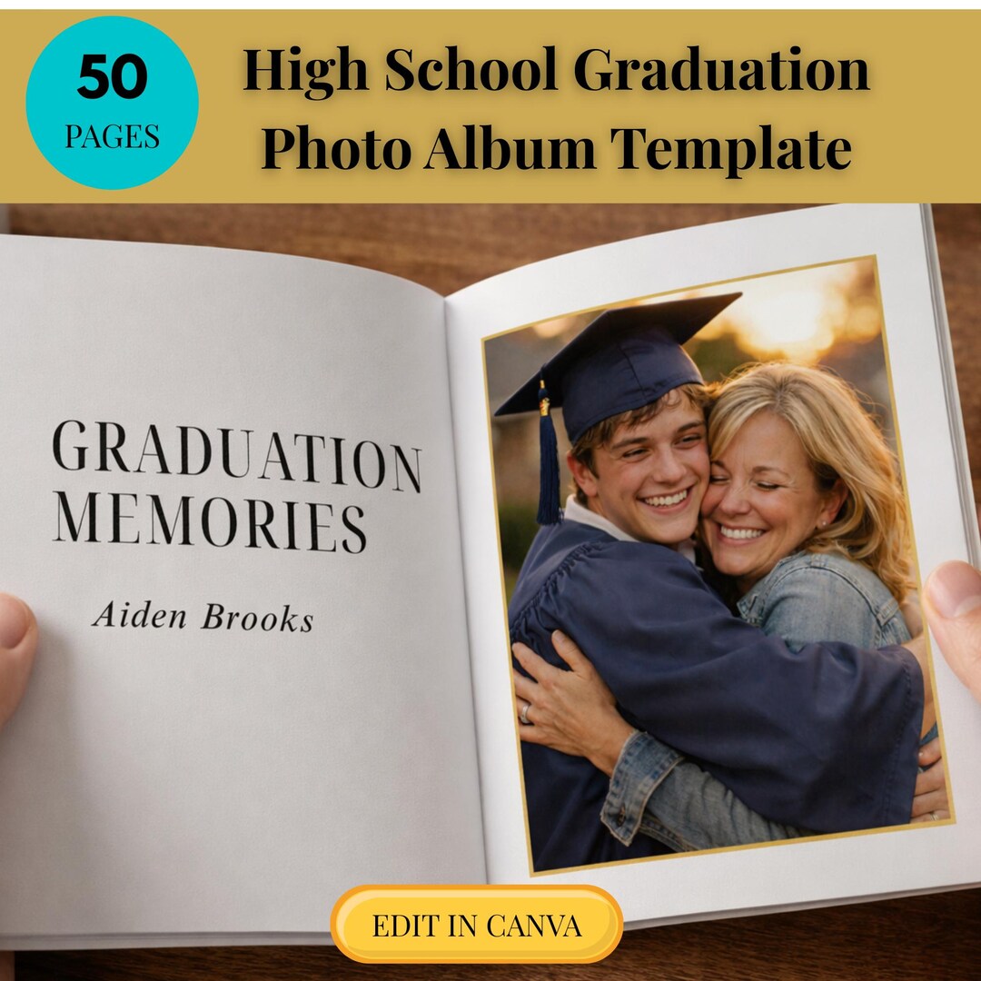 High School Graduation Album Template | Senior Memory Book | Editable ...