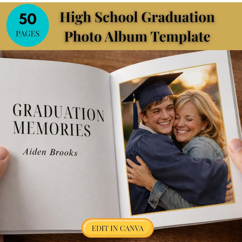 High School Graduation Album Template | Senior Memory Book | Editable ...