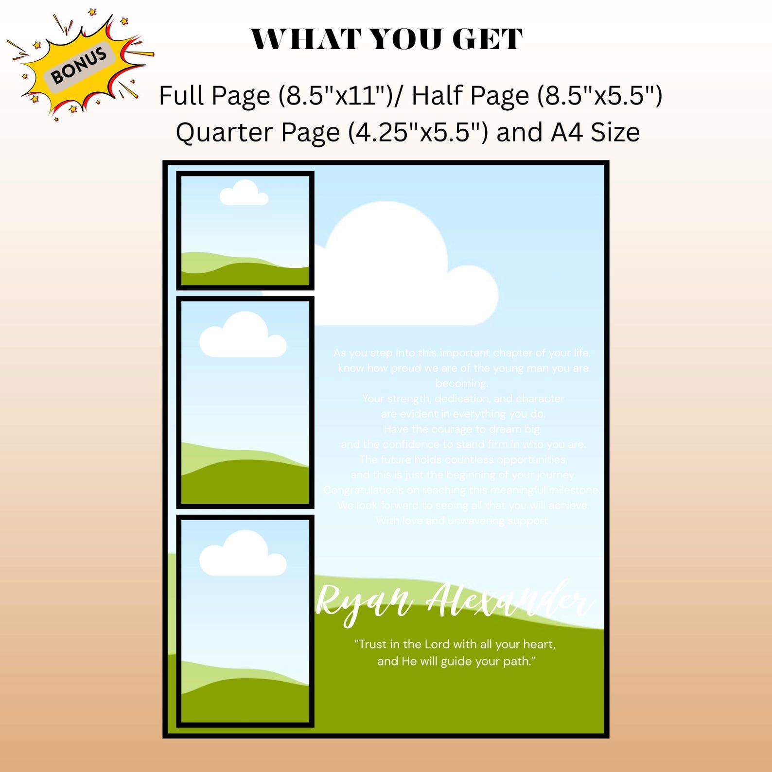Senior Yearbook Ad Template for Boy Full Half Quarter Page Canva ...