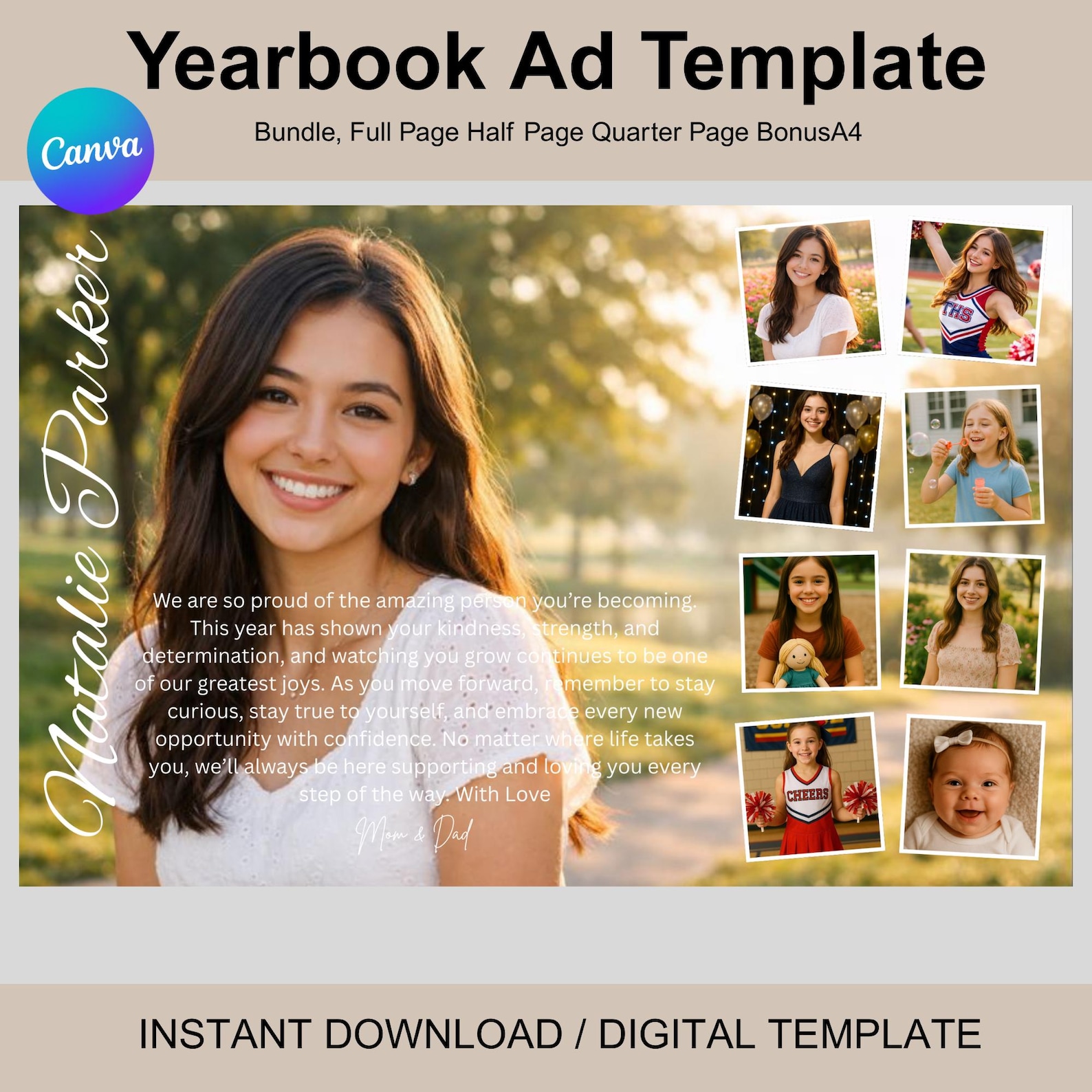 High School Senior Yearbook Quarter Page Ad Template Minimal Neutral ...