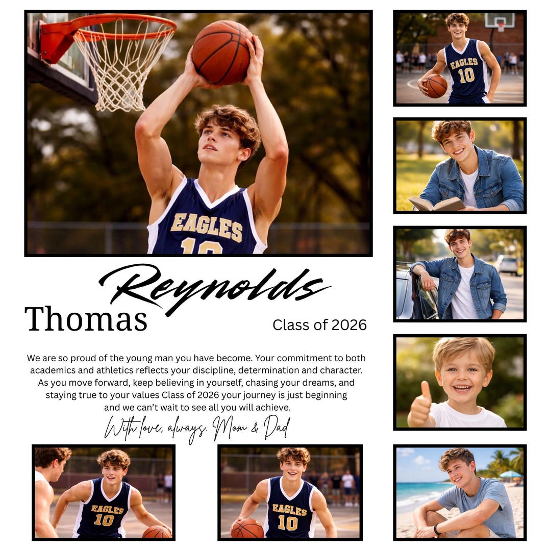 Senior Yearbook Ad Template for Son | Full Half Quarter Page | Canva ...