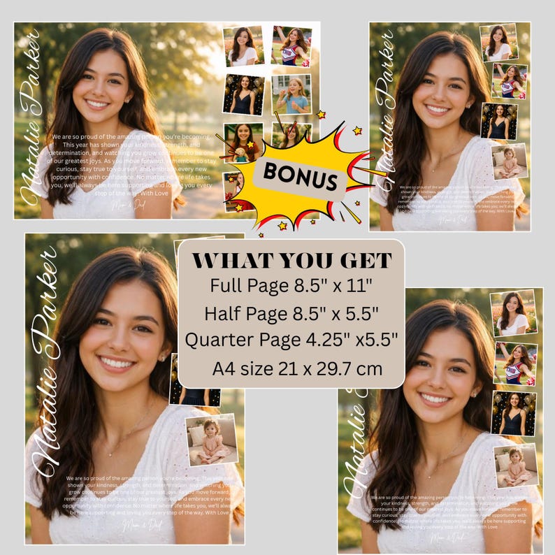 High School Senior Yearbook Quarter Page Ad Template Minimal Neutral ...