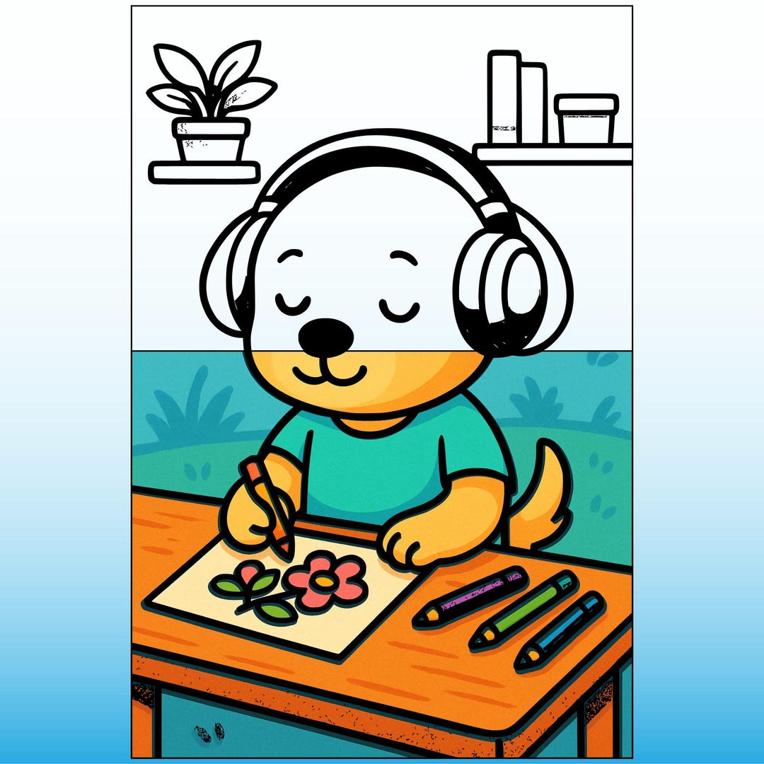 Kawaii Dog Mindfulness Coloring Pages PDF, Relaxing Winter Adult ...