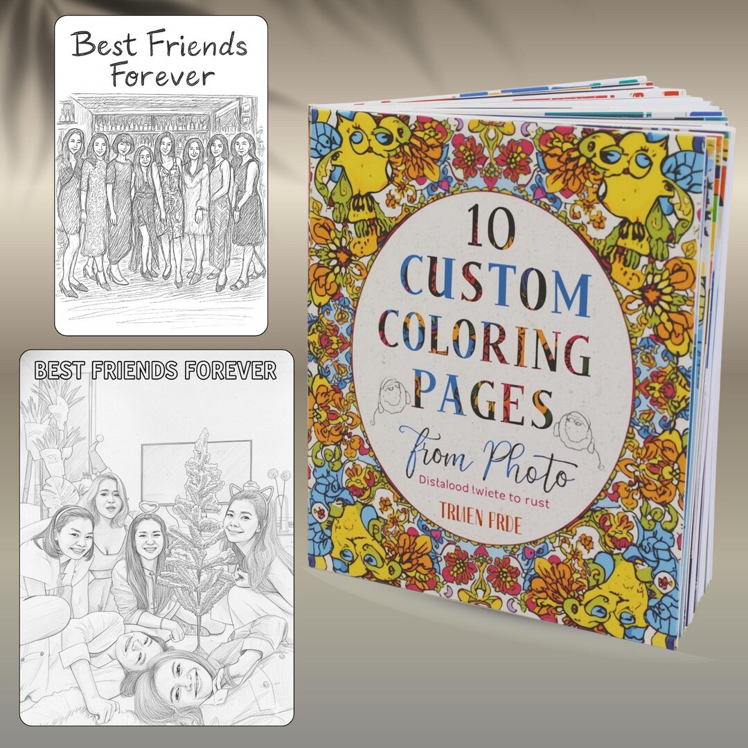 10 Custom Friends Coloring Pages Bundle | Personalized Sketch From ...