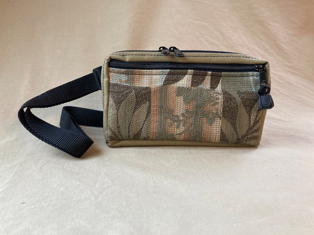 Crossbody Bum Bag - Small - Tan With Bluestone Tapestry - Handcrafted ...