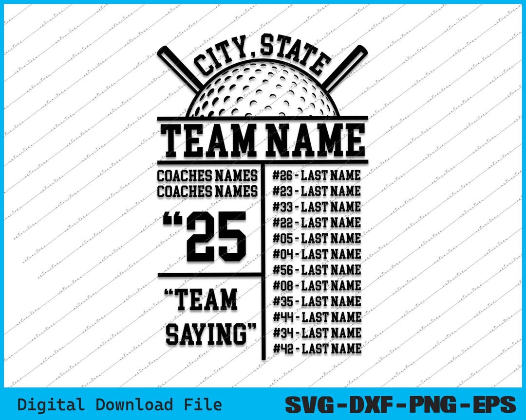 Golf Team Roster Svg, Template, Golfer Svg, Golf Mom Svg, Coach, Goft ...