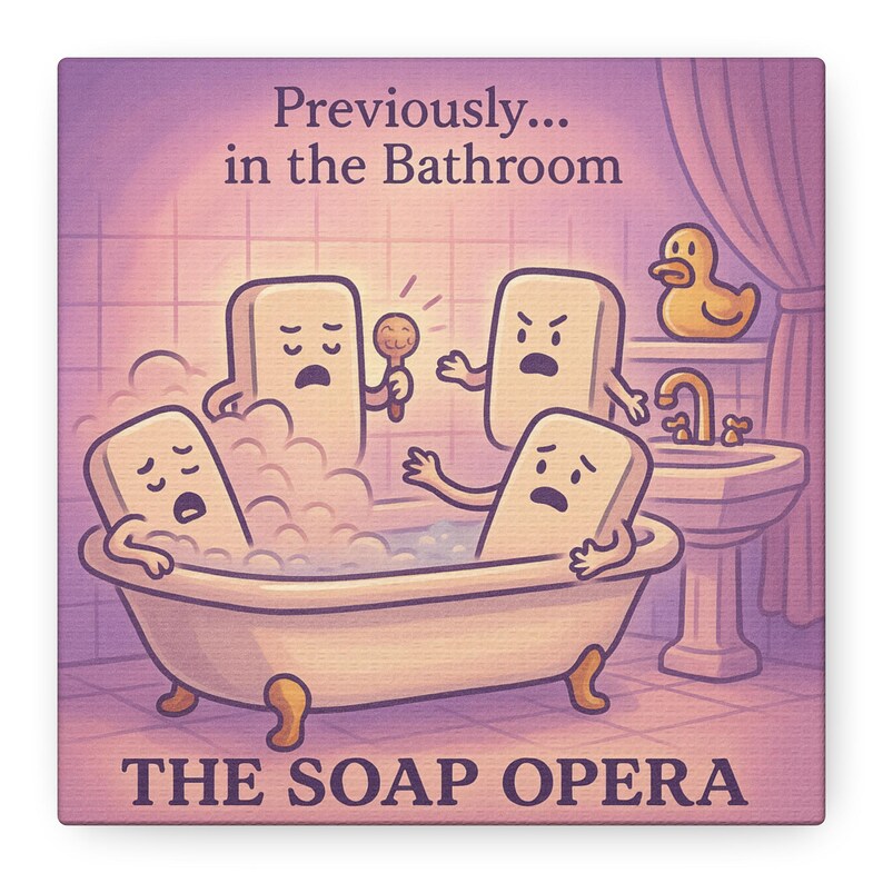 Whimsical Bath Art Canvas, Fun Bathroom Decor, Soap Opera Artwork ...