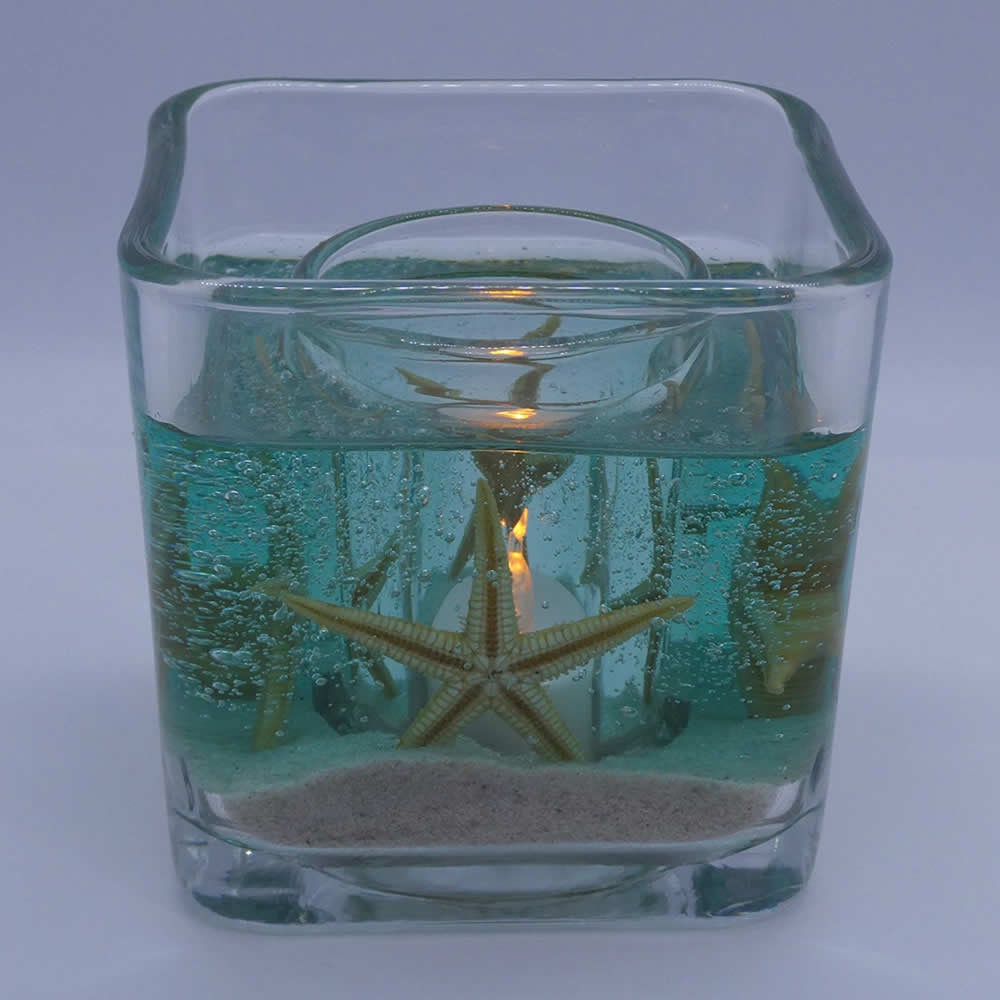 Flameless Seafoam Green Starfish Forever Candle Seascape Design With ...