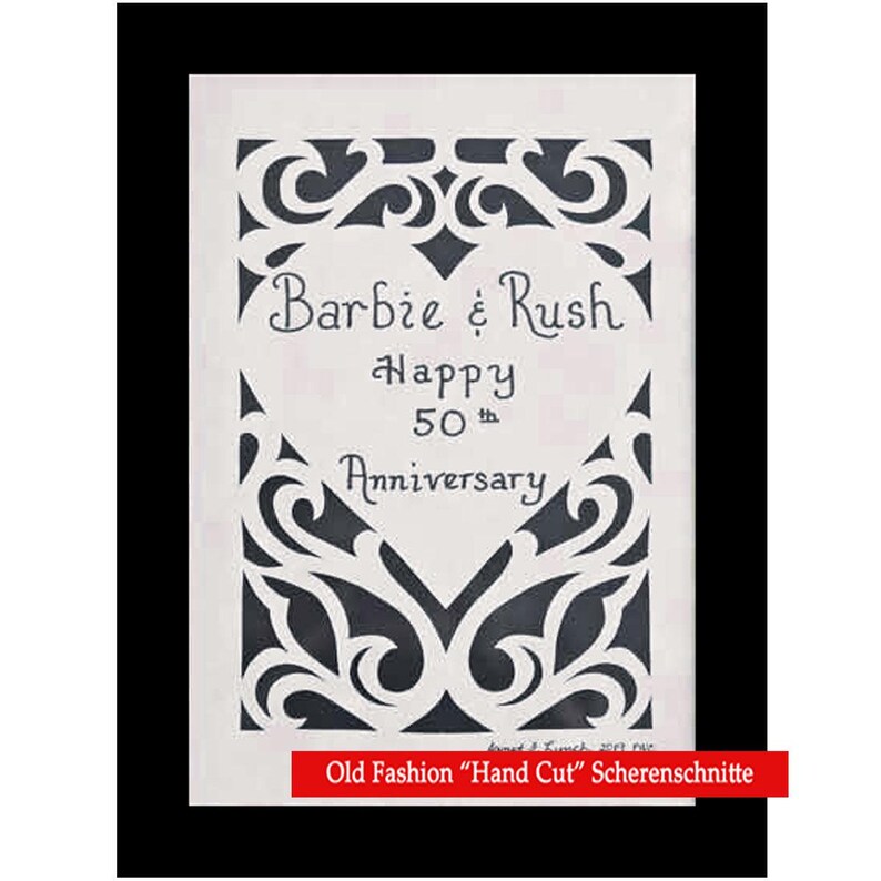 PERSONAL HEART Scherenschnitte Optional Calligraphy Wording in Center ...