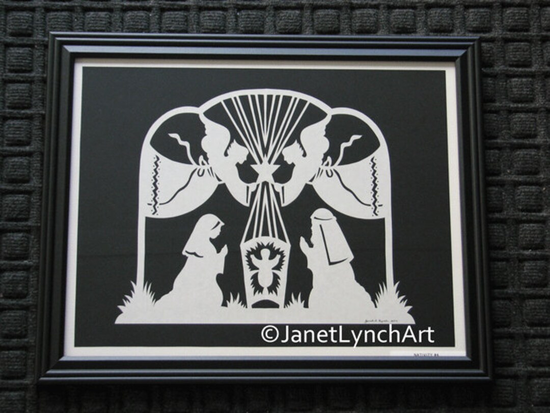 CHRISTMAS -FRAMED SCHERENSCHNITTE- Nativity - Framed 14x18 - Hand Cut ...