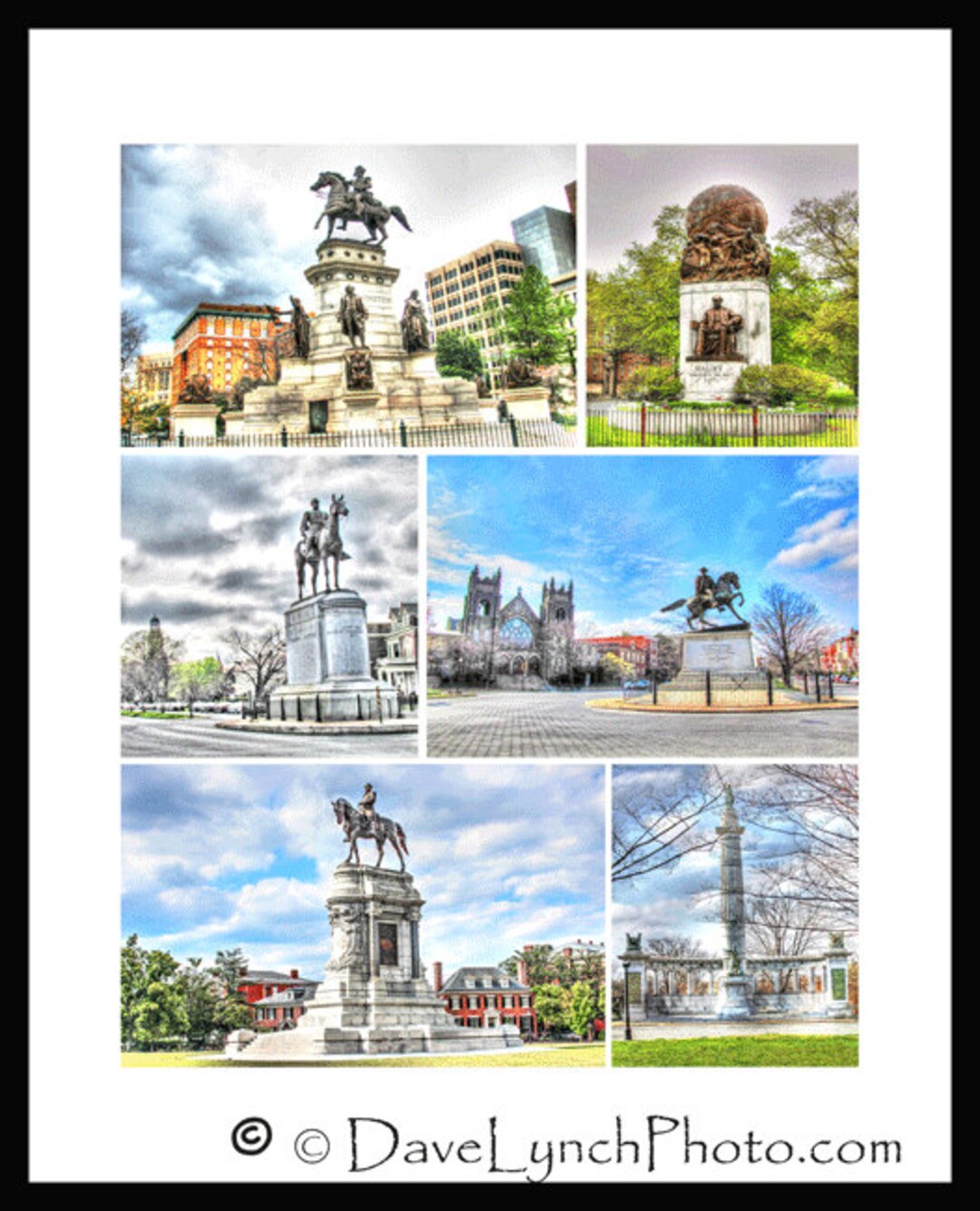 Richmond VA Monument Collage Stonewall Jackson Maury Robert E Lee ...