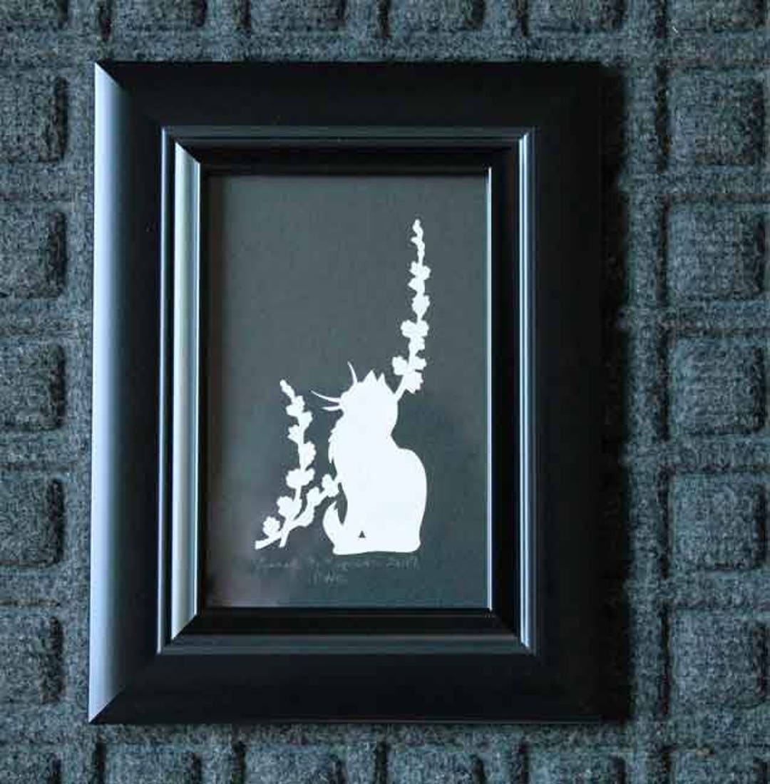 Cat With Flowers Scherenschnitte Hand Paper Cutting Art Signed and ...