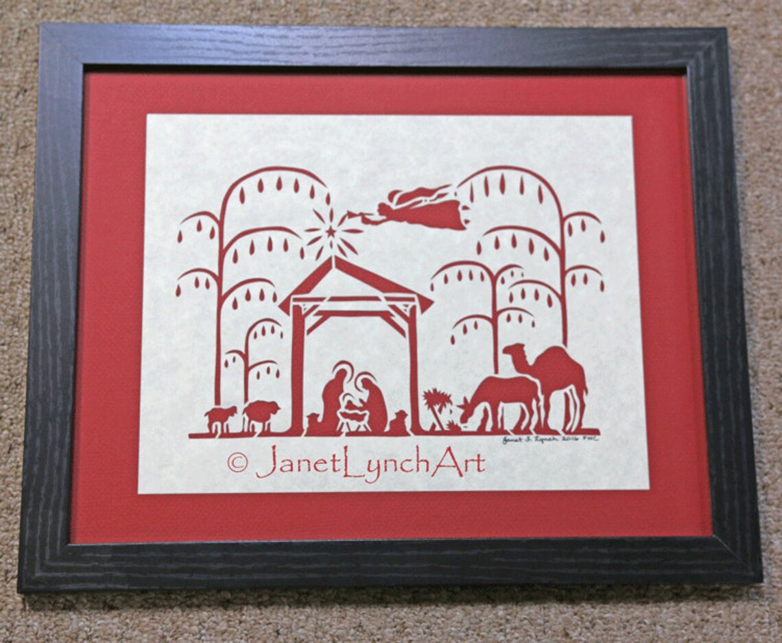 Scherenschnitte Hand Paper Cutting - Christmas Nativity - Framed - Hand ...