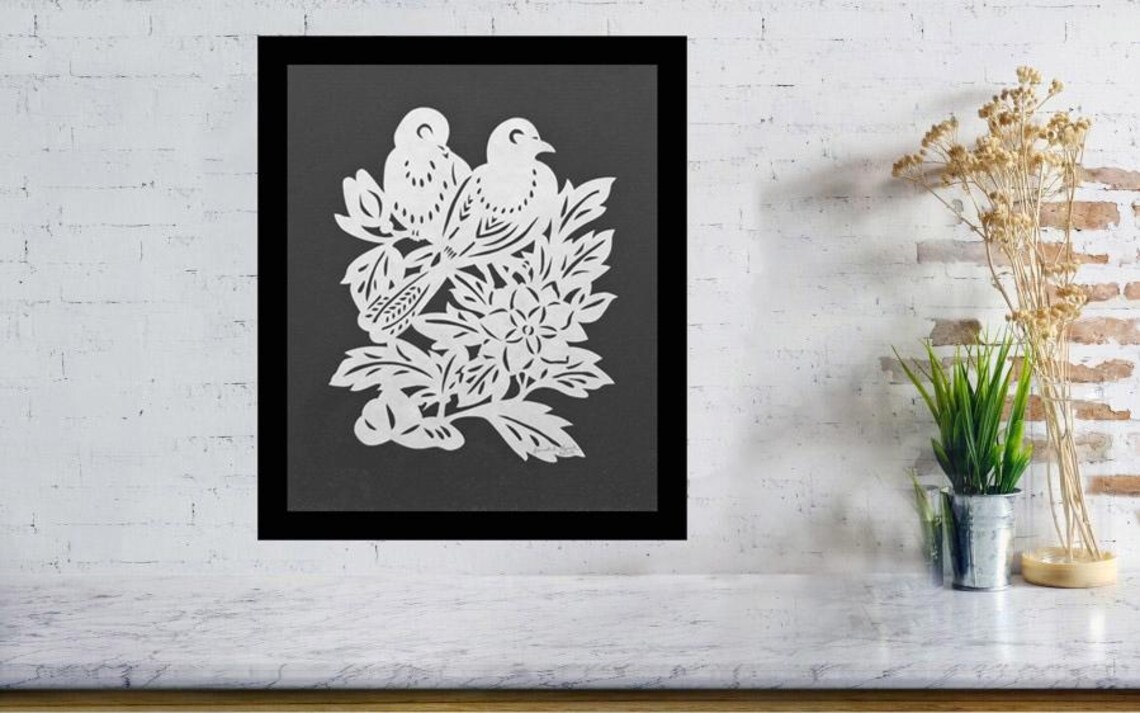 Scherenschnitte - Love Wedding Doves in Tree - Country - Office Wall ...