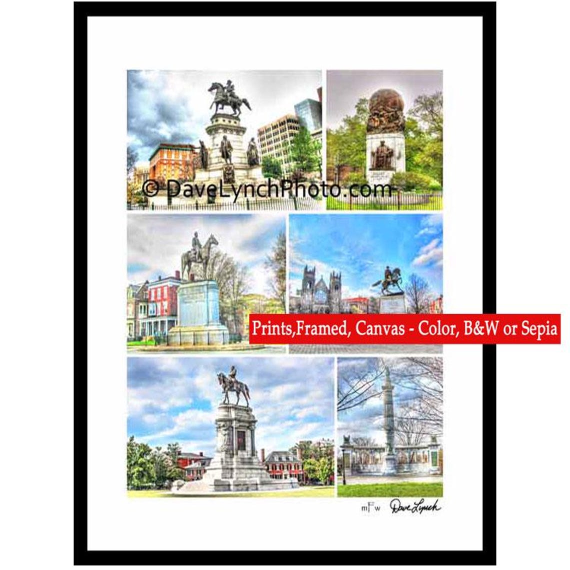 Richmond VA Monument Collage - Stonewall Jackson - Maury - Robert E Lee ...