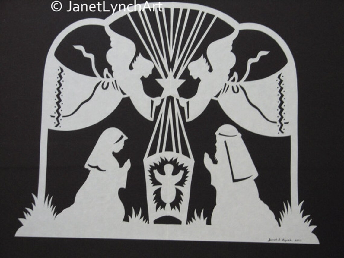 CHRISTMAS -FRAMED SCHERENSCHNITTE- Nativity - Framed 14x18 - Hand Cut ...