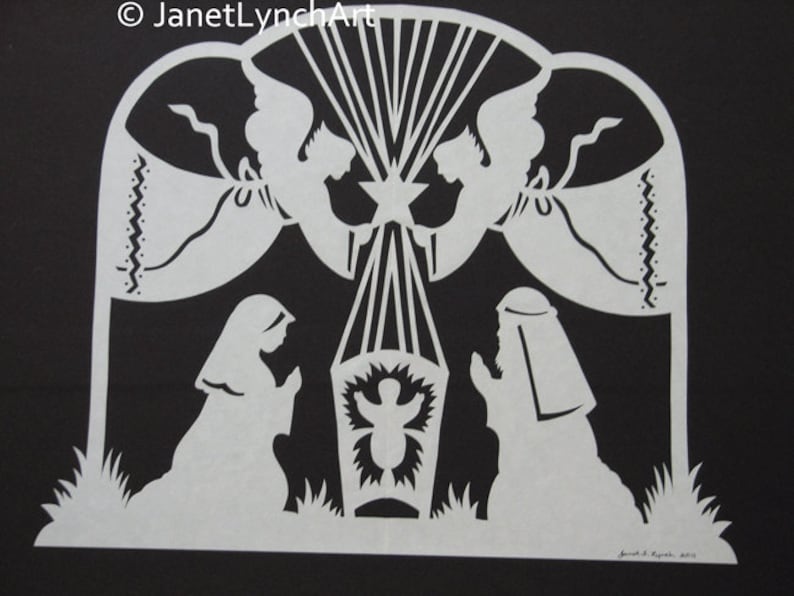 CHRISTMAS -FRAMED SCHERENSCHNITTE- Nativity - Framed 14x18 - Hand Cut ...