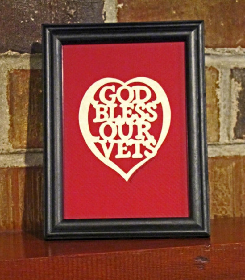 God Bless Our Vets Scherenschnitte Hand Paper Cutting Art Signed and ...