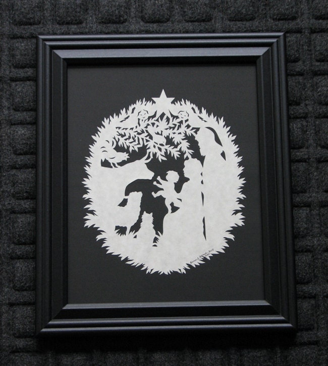 Scherenschnitte Paper Cutting Christmas Nativity - Framed 8x10 - Hand ...