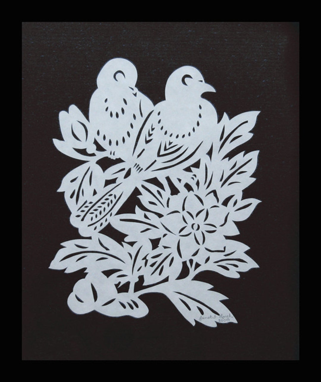 Scherenschnitte Love Wedding Doves in Tree Country Office Wall Home ...