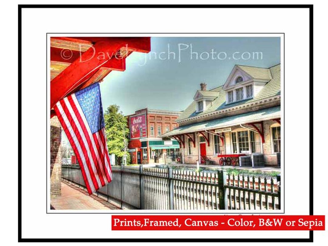 Orange VA Virginia Art Photo Depot Train Railway Map Skyline Vintage ...