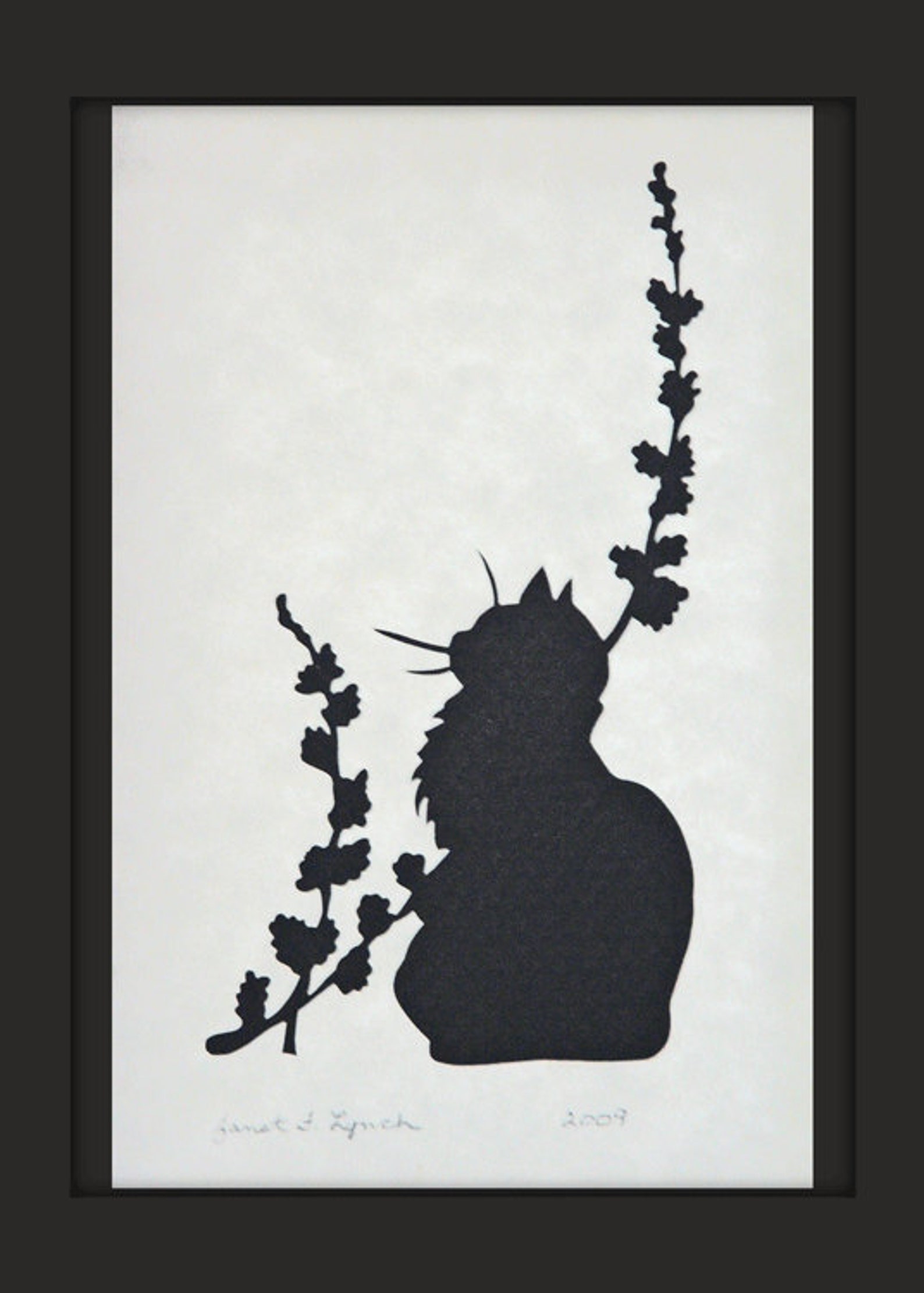 Cat With Flowers Scherenschnitte Hand Paper Cutting Art Signed and ...