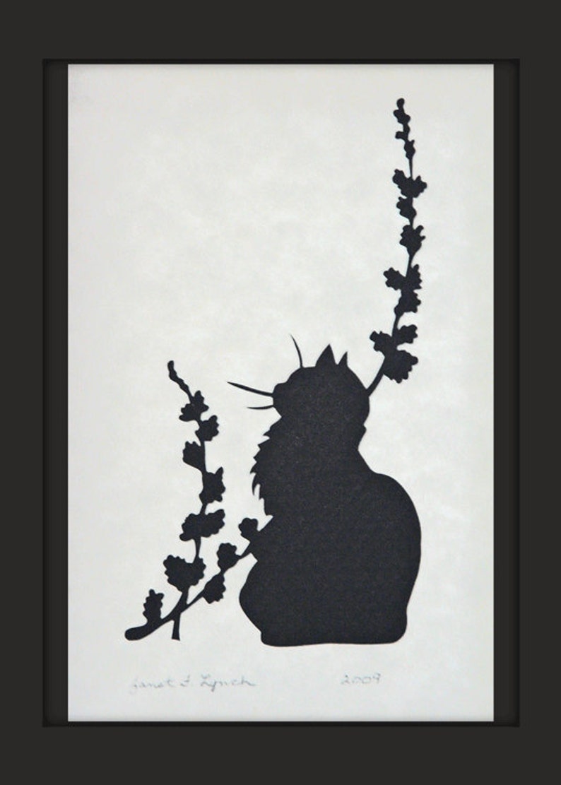 Cat With Flowers Scherenschnitte Hand Paper Cutting Art - Etsy