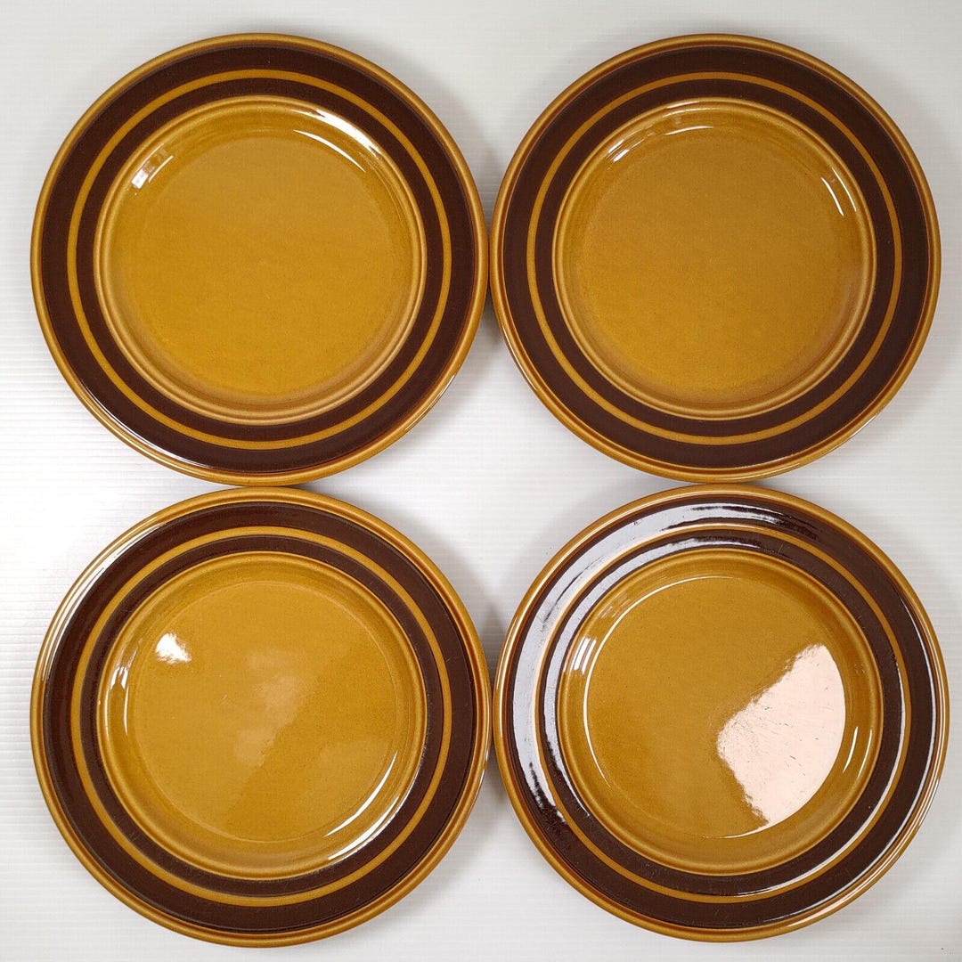 Kiln Craft Alma Bread Side Plates Set of 4 Brown Mustard Vintage ...