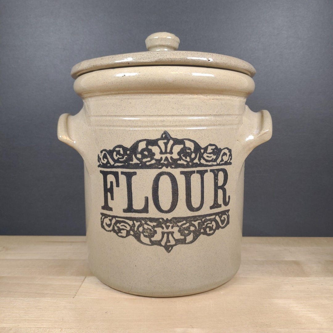 Moira Pottery Flour Canister Crock With Lid Ceramic Stoneware England ...