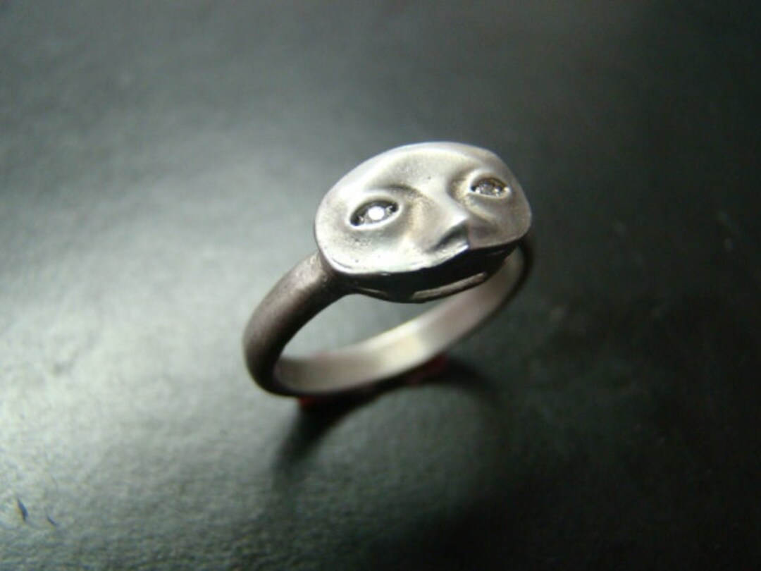 Unique Sterling Silver Mask Ring With Genuine Diamonds - Etsy