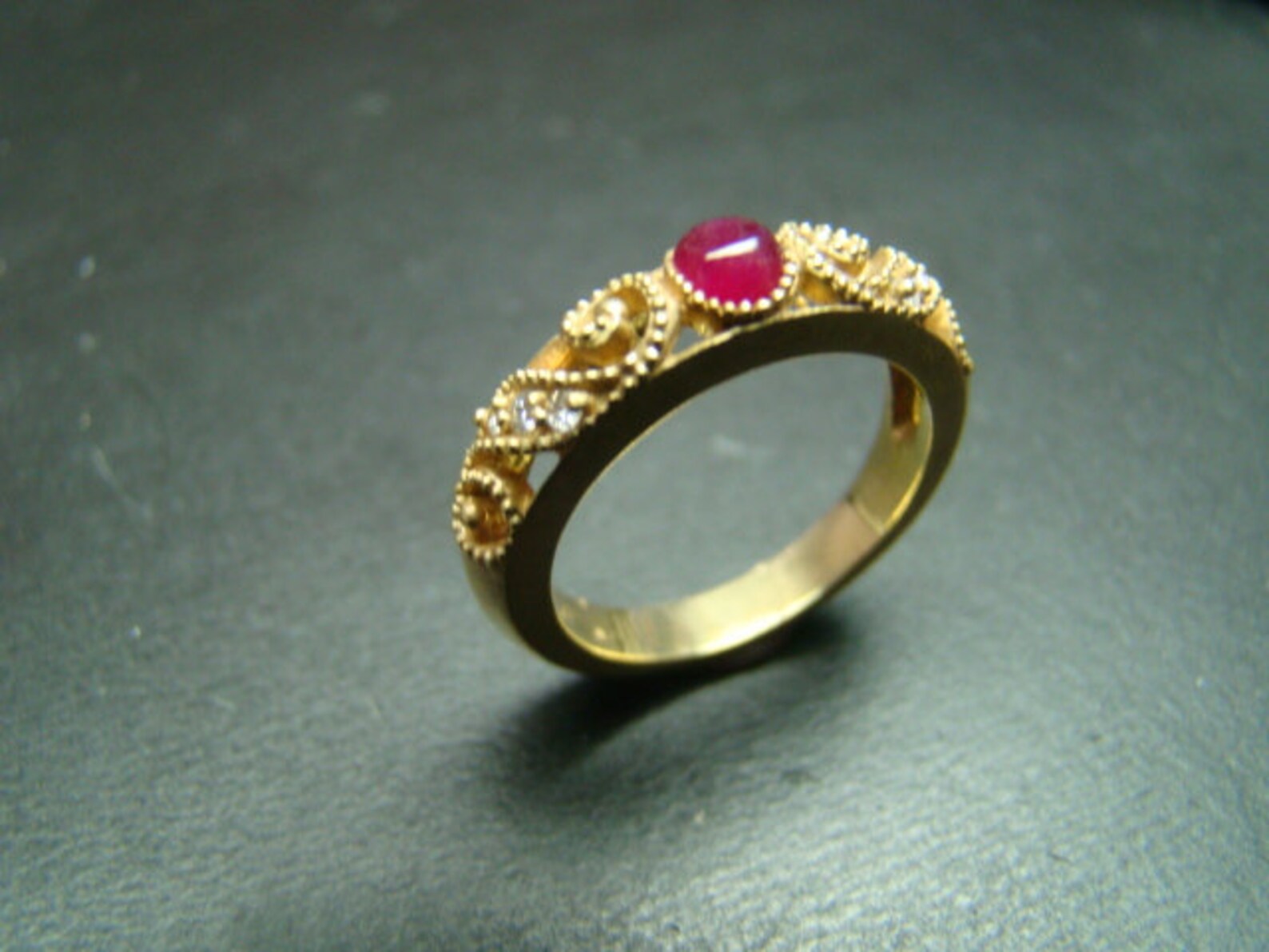 18K Gold Classic Etruscan Style Band Ring With With Diamonds - Etsy