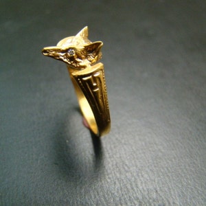 14K Gold Fox Ring With Diamond Eyes - Etsy