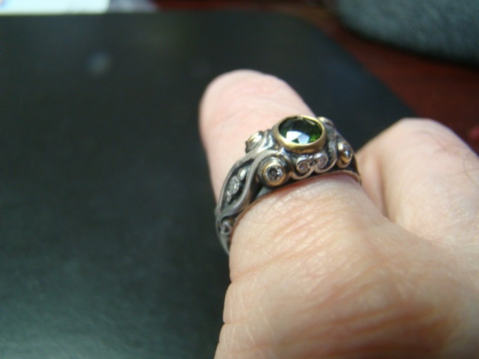 Beautifully Detailed Sterling Silver and 14k Gold Scroll Ring - Etsy