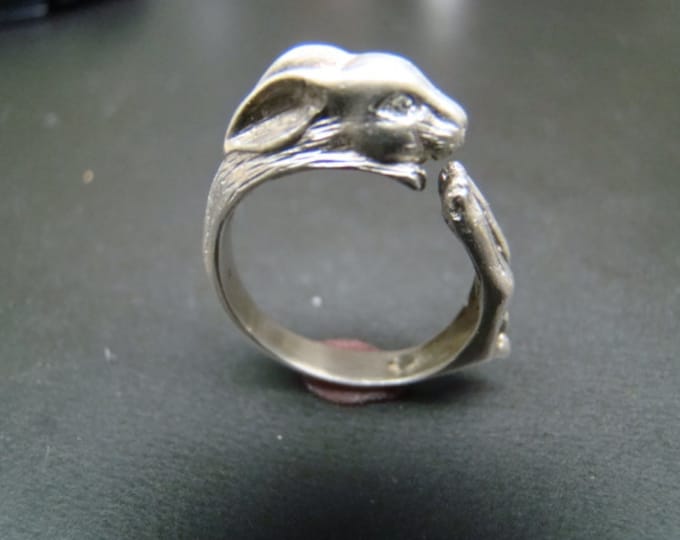 Adorable Sterling Silver Rabbit Ring With Diamond Eyes - Etsy