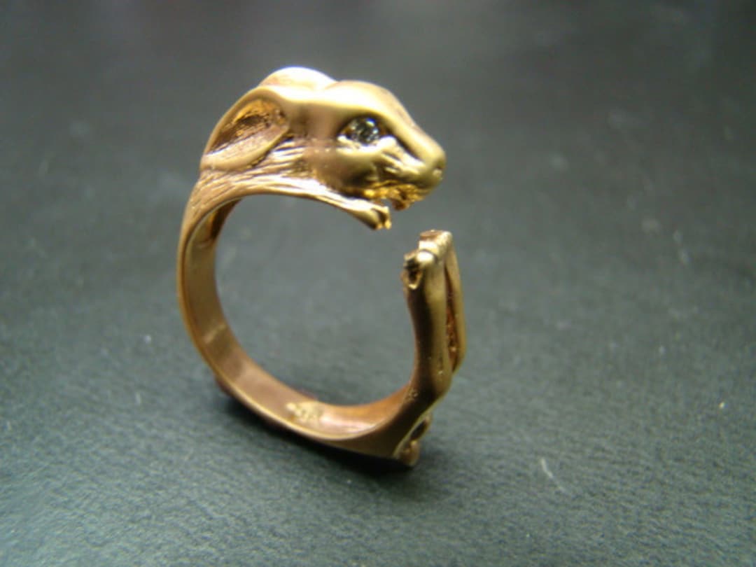 Beautiful and Unique 14K Gold Rabbit Ring With Diamond Eyes - Etsy