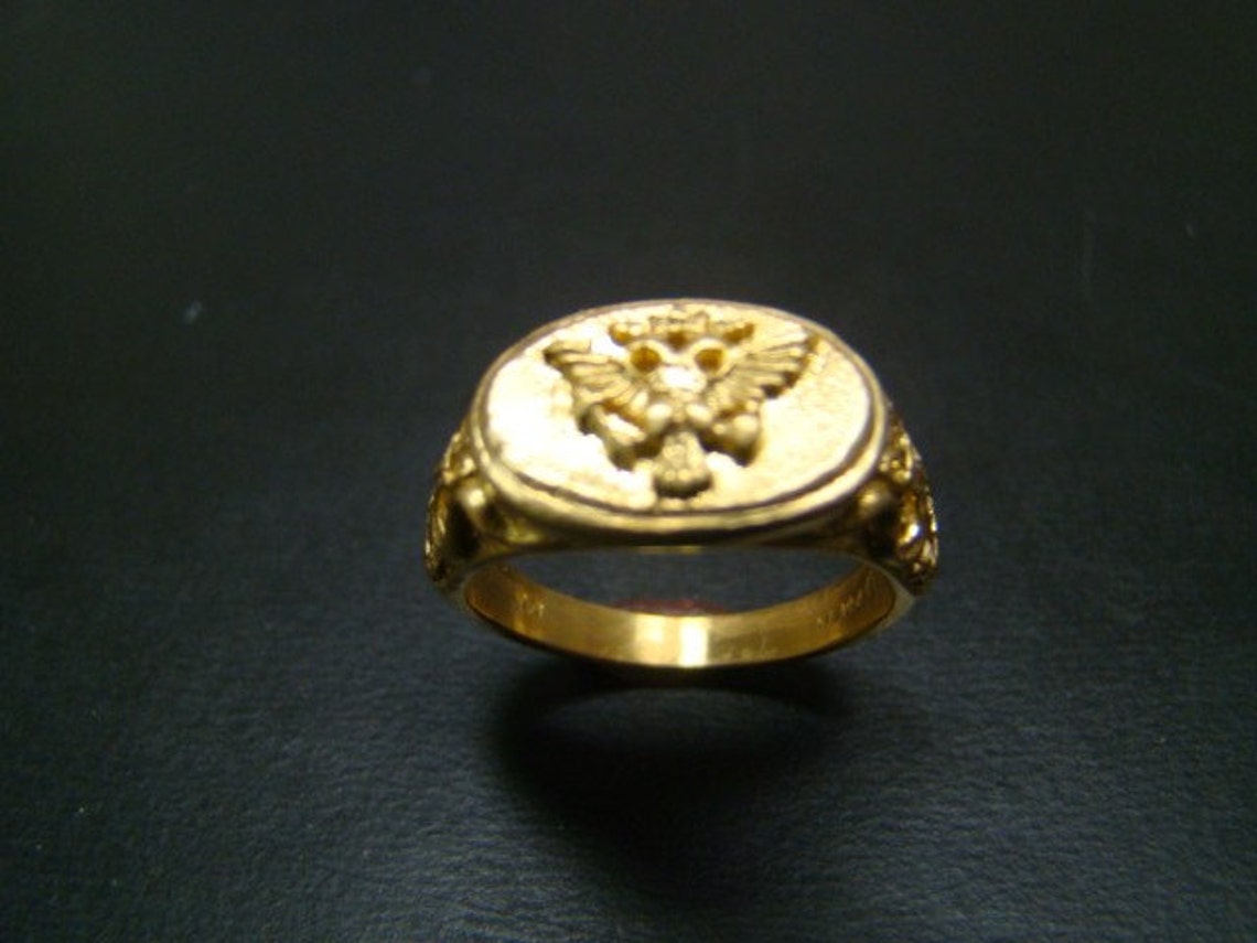 14K Gold Eagle Crest /signet Ring - Etsy