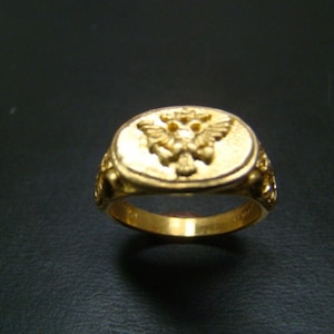 14K Gold Eagle Crest /signet Ring - Etsy
