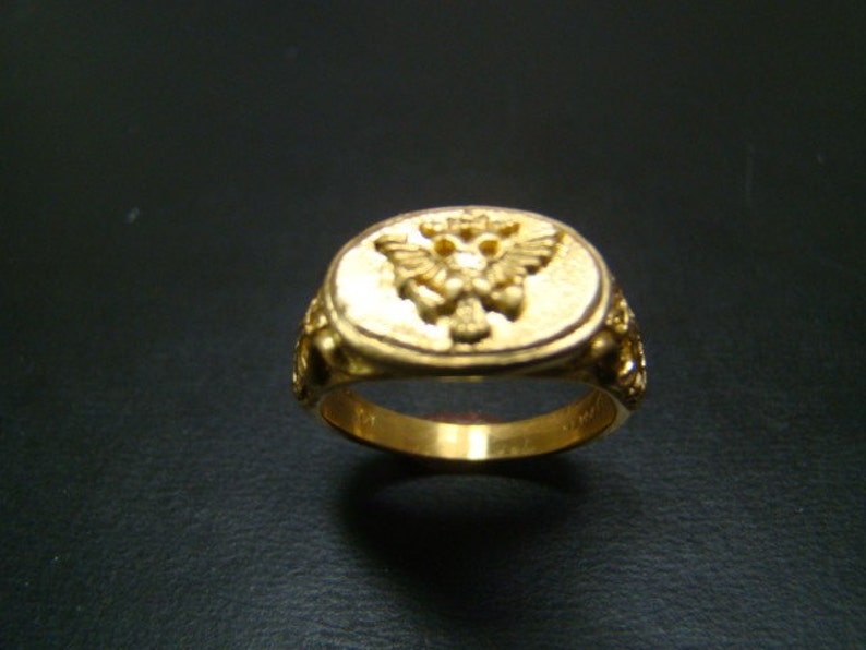 14K Gold Eagle Crest /signet Ring - Etsy
