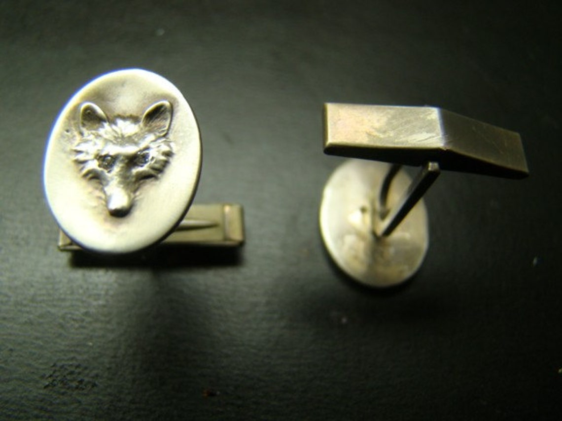 Fox Sterling Silver Cufflinks With Diamonds - Etsy