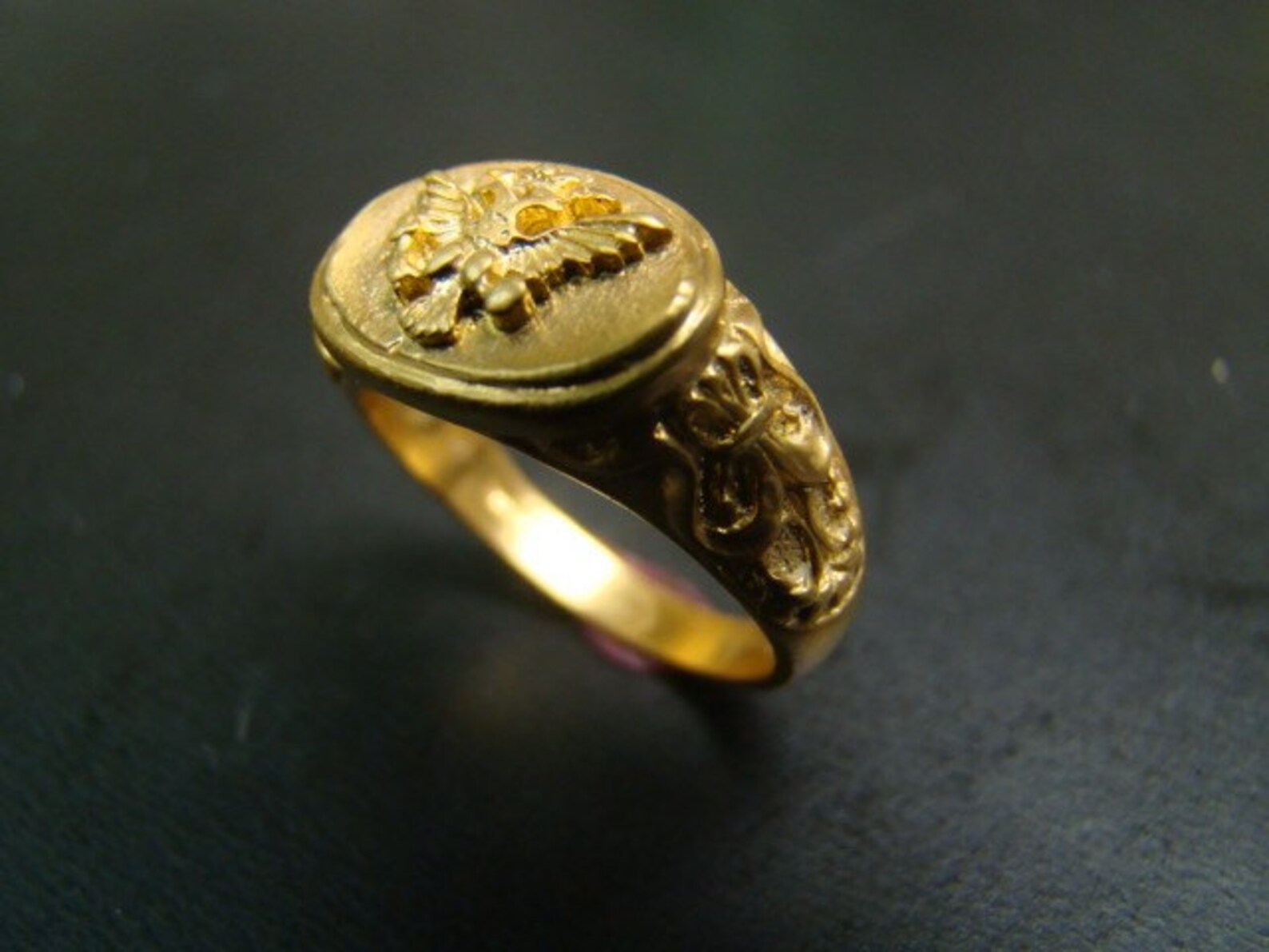 14K Gold Eagle Crest /signet Ring - Etsy