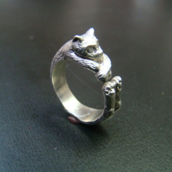 Sterling Silver Cat Ring - Etsy