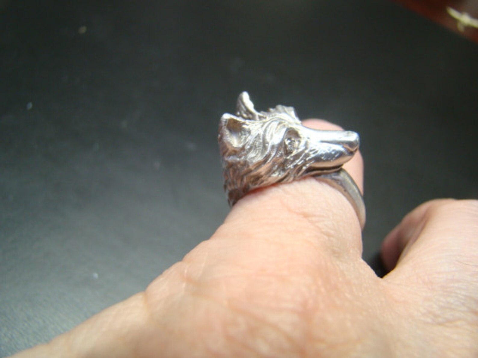 Beautiful and Regal Sterling Silver Wolf Ring With Diamond | Etsy